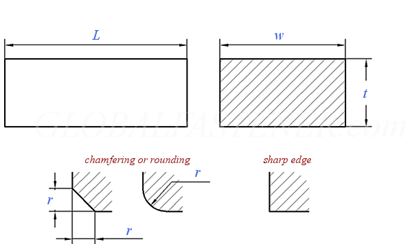 DIN 6880 (C) - 2011Flat Rectangular Key