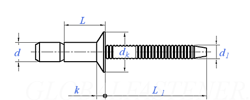 YJT 8034Blind Rivet with Cup Head, Countersunk Flat Head