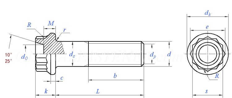 NF L 22-231 - 1987Bolt, Bihexagonal Head - ISO Thread, 4h class