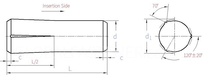 ISO 8745 (CH) - 2025Taper Grooved Pins - Half-length Progressive ...