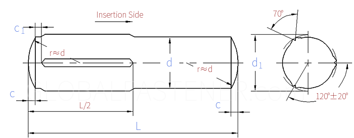 ISO 13672 (RN) - 2025Parallel Grooved Pins - Half-length Diamond ...