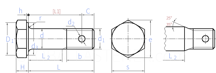 GJB 3374 (/16~/18) - 1998Small Hexagon Head Bolts with Clevis End ...