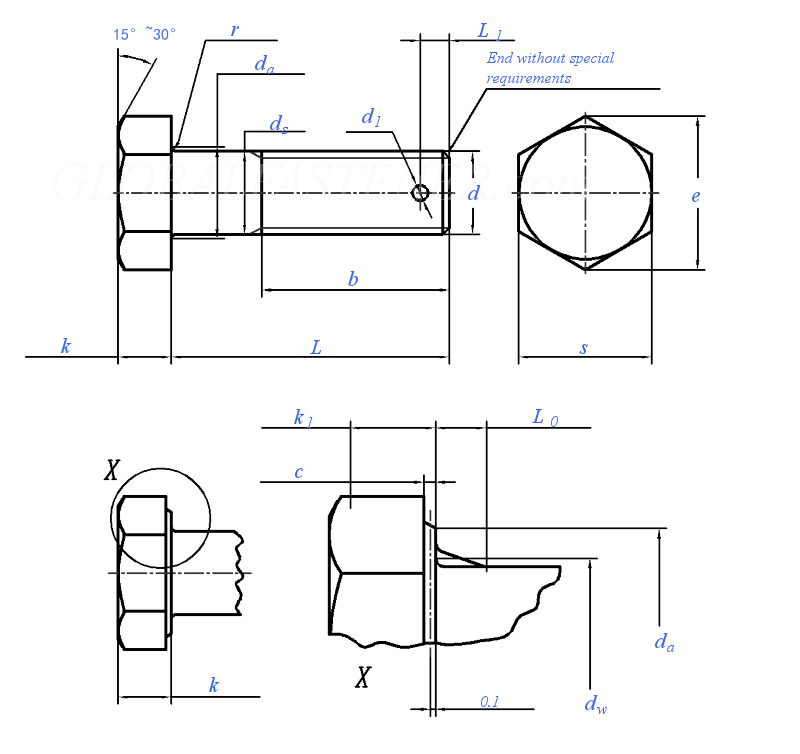 DL /T 764 - 2014Hexagon Head Bolts with Split Pin Hole on Shank for ...