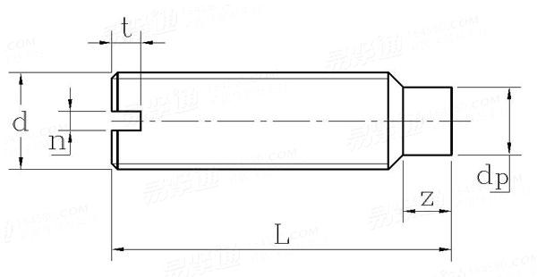 ISO 7435 - 1983Slotted Set Screws With Long Dog Point