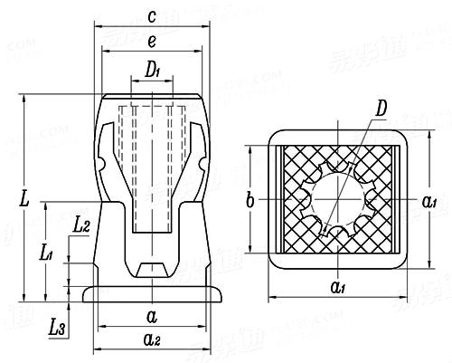 Q 377BPlastic expansion nut with open end. Type C