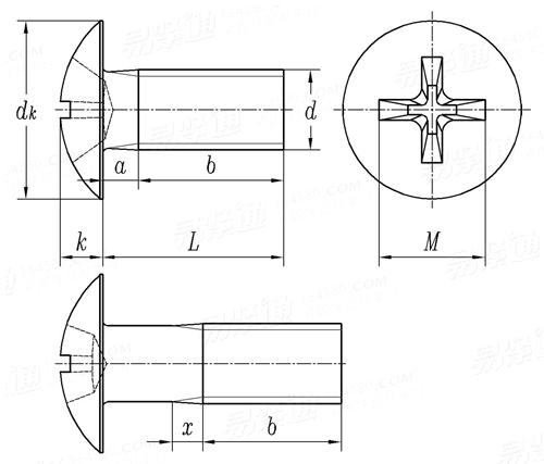 JIS B 1111 (A4) - 1996Cross recessed mushroom head screws
