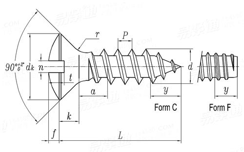 ISO 1483 - 1983Slotted raised countersunk head tapping screws