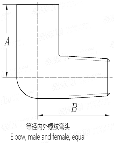 BS EN 10241 (T9) - 2000Steel threaded pipe fittings, Table 9 - Elbow ...