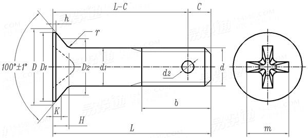 HB 7438 - 2013100° Countersunk Head Bolts with MJ Thread, Cross-recessed