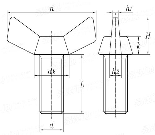 JIS B 1184 - 1994Wing Screws - Square Wing