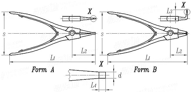 DIN 5254 - 1997Pliers for Retaining Rings for Shaft