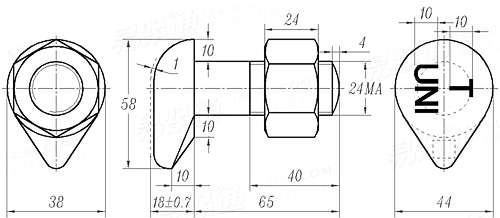UNI 3698 - 1955Tramway Track Fastenings - Sleeper Bolts